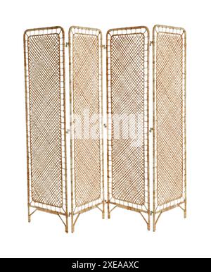 Wicker folding screen isolated on white. Stylish furniture Stock Photo ...