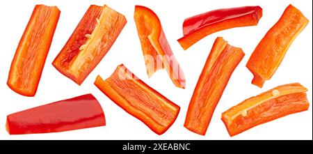 Bell pepper sticks, sliced paprika isolated on white background Stock ...