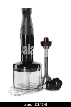 Modern hand blender kit isolated on white Stock Photo - Alamy
