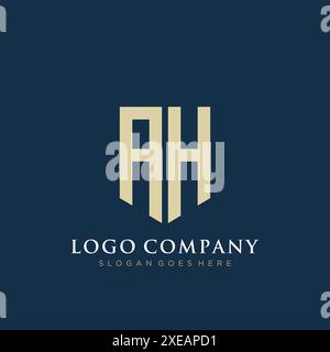 AH Abstract letter shield logo design template. Premium nominal ...