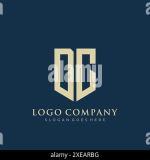 DC Abstract letter shield logo design template. Premium nominal ...