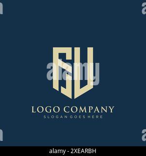 FU Abstract letter shield logo design template. Premium nominal ...