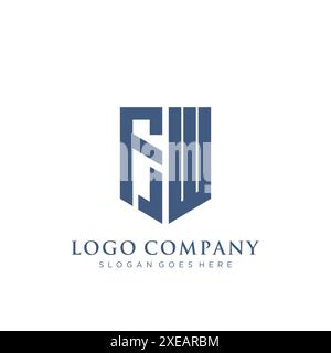 FW Abstract letter shield logo design template. Premium nominal ...