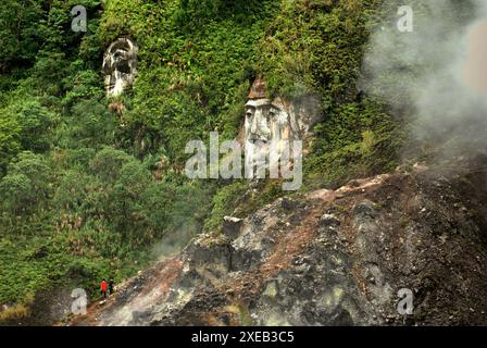 Giant faces illustrating the characters of Toar and Lumimuut, ancestors ...
