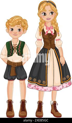 A cartoon illustration of a German boy in lederhosen smiling Stock Vector Image & Art - Alamy