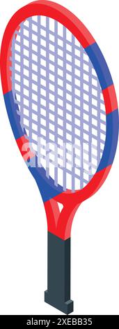 Tennis racket is standing upright on a white background Stock Vector ...