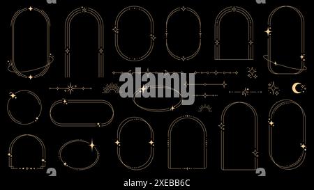 Tarot aesthetic card with stars. Outline tarot design for oracle card covers. Vector ...