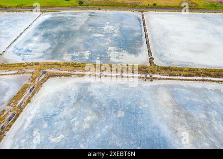 Aerial view of a system of salt evaporaion ponds at Moolap in Southern ...