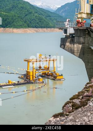 Industrial dredging machine on water used for extracting materials from ...