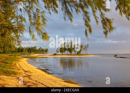 Evening sunshine at La Prairie Beach near Le Morne on the Indian Ocean ...