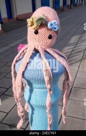 Knitted RNLI Figure Doll Mascot on the Esplanade in Penarth South Wales ...