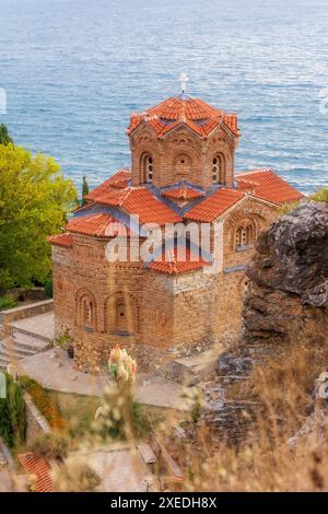 Close-up view of the North Macedonia national flag waving in the wind ...