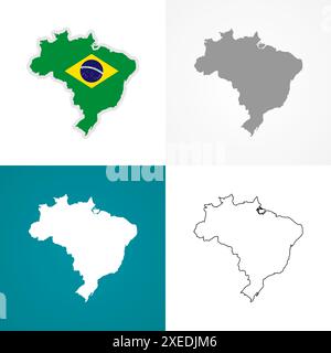 Brazil map vector. Brazilian maps craft paper texture. Empty template ...