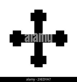 Cross crosslet icon, Christian cross symbol, outline shape Stock Vector ...