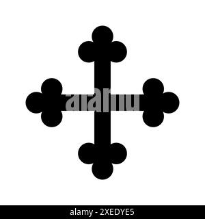 Bottony cross icon, Christian cross symbol, outline shape Stock Vector ...