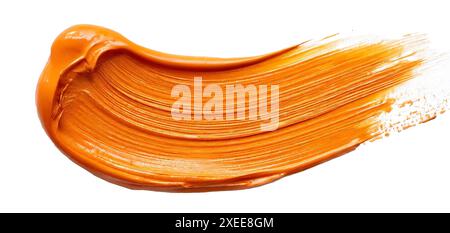 Orange brushstroke, a thick layer of paint on a white background Stock ...