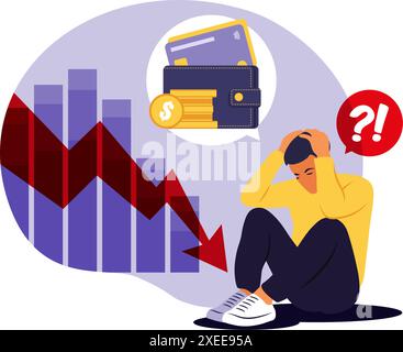 Sad businessman vector, tired man character employee icon Stock Vector ...