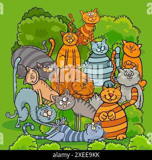 Cats and kittens animal characters cartoon illustration Stock Photo - Alamy