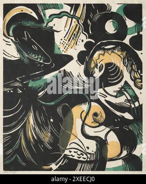 Portrait painting of Franz Marc (1880-1916) in oil on paperboard by ...