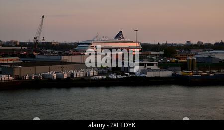 Early morning cityscape of the city of Rotterdam with in the foreground ...