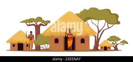 African tribal hunter. Afro warrior with weapon, africa traditional ...