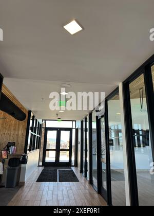 Modern Hallway of Suburban Neighborhood Clubhouse Stock Photo - Alamy