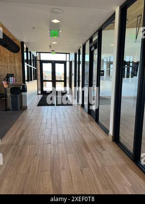 Modern Hallway of Suburban Neighborhood Clubhouse Stock Photo - Alamy