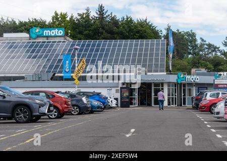 Moto Hospitality M1 motorway services logo & people break journey ...