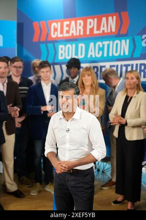 Prime Minister Rishi Sunak making a speech at an event at Petyt Hall ...