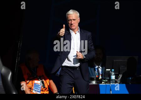 France head coach Didier Deschamps, left, stands by the bench before ...