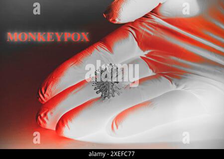 Monkeypox virus (MPXV) concept: Scientist holding Monkeypox virus ...