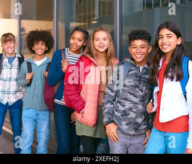 Portrait Showing Class Of Secondary Or High School Pupils Standing ...