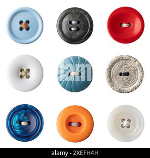 Group of various sewing clothing buttons isolated on white background ...