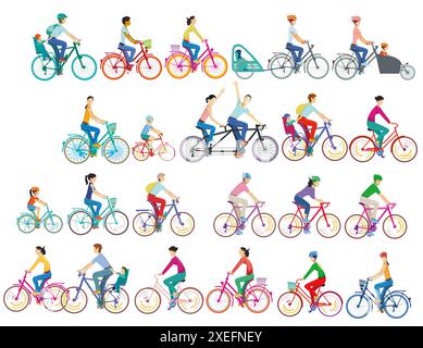 A large group of cyclists isolated illustration Stock Photo - Alamy