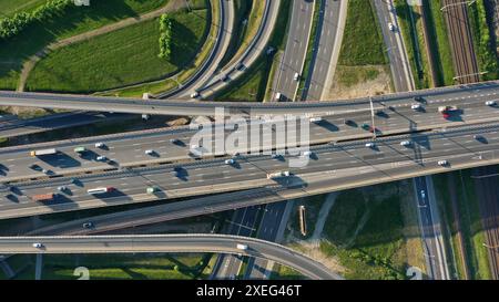 Lot of cars on modern road junction Stock Photo - Alamy