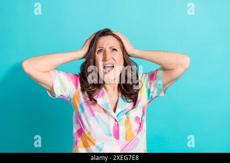 Photo of stressed depressed frightened lady looking horror movie alone ...