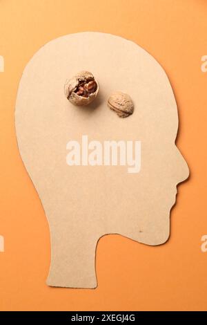 Amnesia problem. Paper cutout of human head, brain drawing, broken ...
