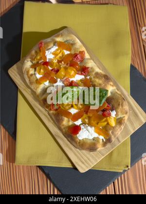 Roman pinsa, variant of the classic Italian pizza topped with grilled ...