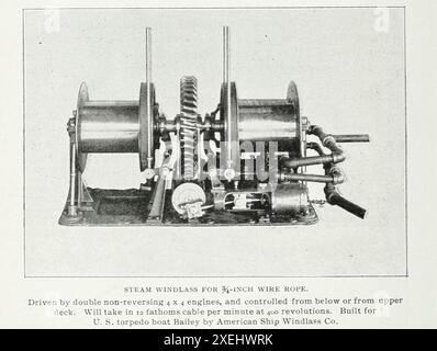 STEAM-DRIVEN TORPEDO-BOAT WINDLASS FOR 3/4 INCH WIRE CABLE. Installed ...