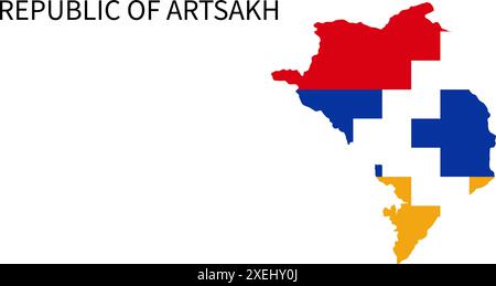 Republic of Artsakh flag map, official color with proportion, fully ...