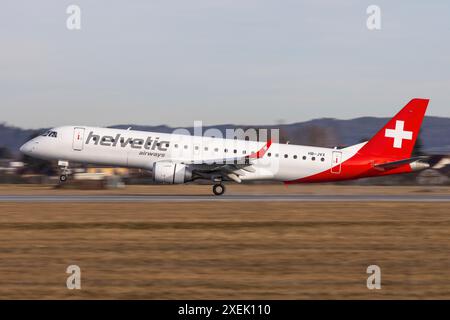 Graz, Austria - December 29, 2023: Jet airplane of Helvetic Airways ...