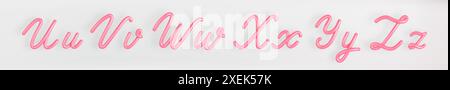 3D Pink Script Set Uppercase and Lowercase Letter O,P,Q,R,S,T on light ...