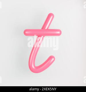 3D Pink Script Lowercase Letter U on light background. Cute Cursive ...