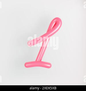 3D Pink Script Number 8 on light background. Cute Cursive Bubble ...