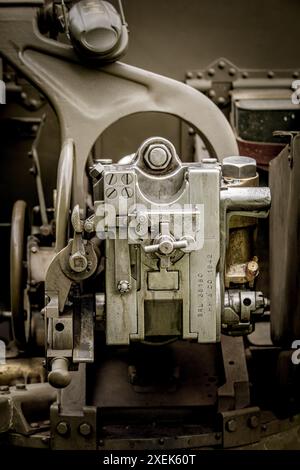 A close-up view of an artillery breach and loading system, showcasing ...