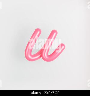 3D Pink Script Lowercase Letter E on light background. Cute Cursive ...