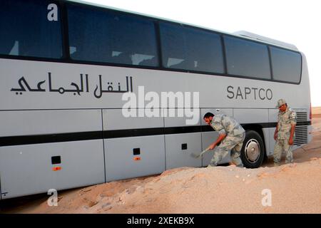Stack Bus. Arabian desert. Saudi Arabia Stock Photo - Alamy