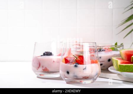 Subak Hwachae cocktail, Korean traditional watermelon punch salad drink ...