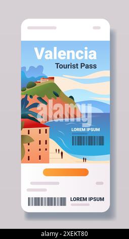 Tourist pass card design with a coastal building pathway and landscape ...