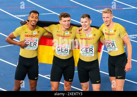 Manuel Sanders of Germany competing in the men’s 4x400m relay final at ...